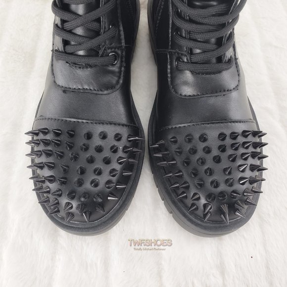 Cape Robbin | Shoes | Bitten Black Spiked Combat Goth Punk Ankle Boots ...